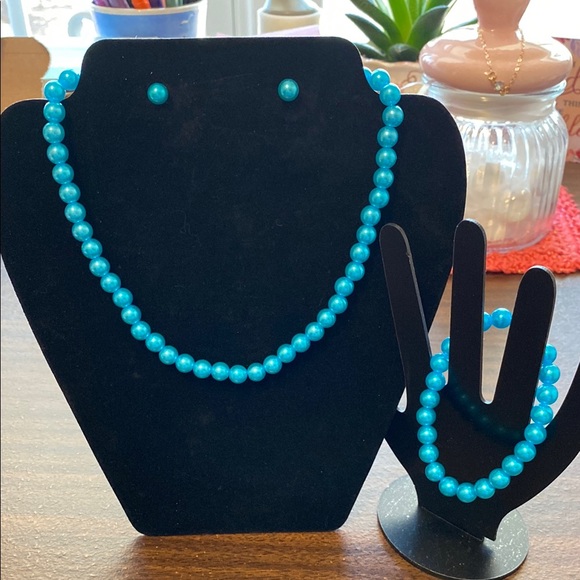 Jewelry | Elegant Blue Beaded Jewelry Set | Poshmark